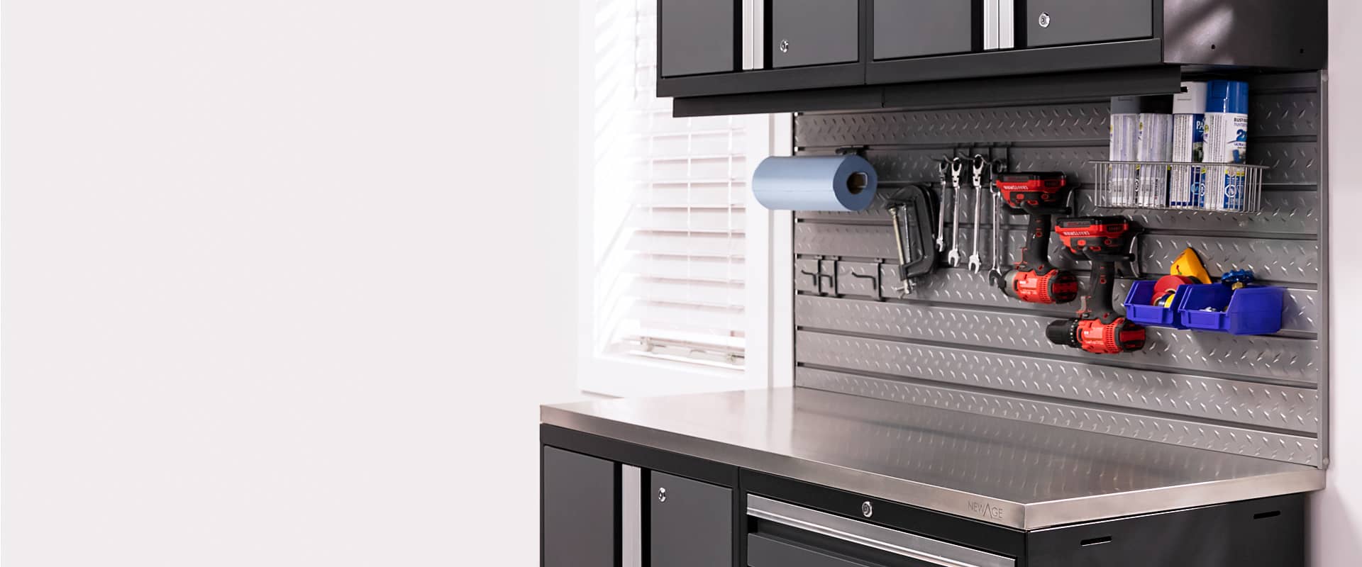 Garage Steel Slatwall Backsplash | NewAge Products
